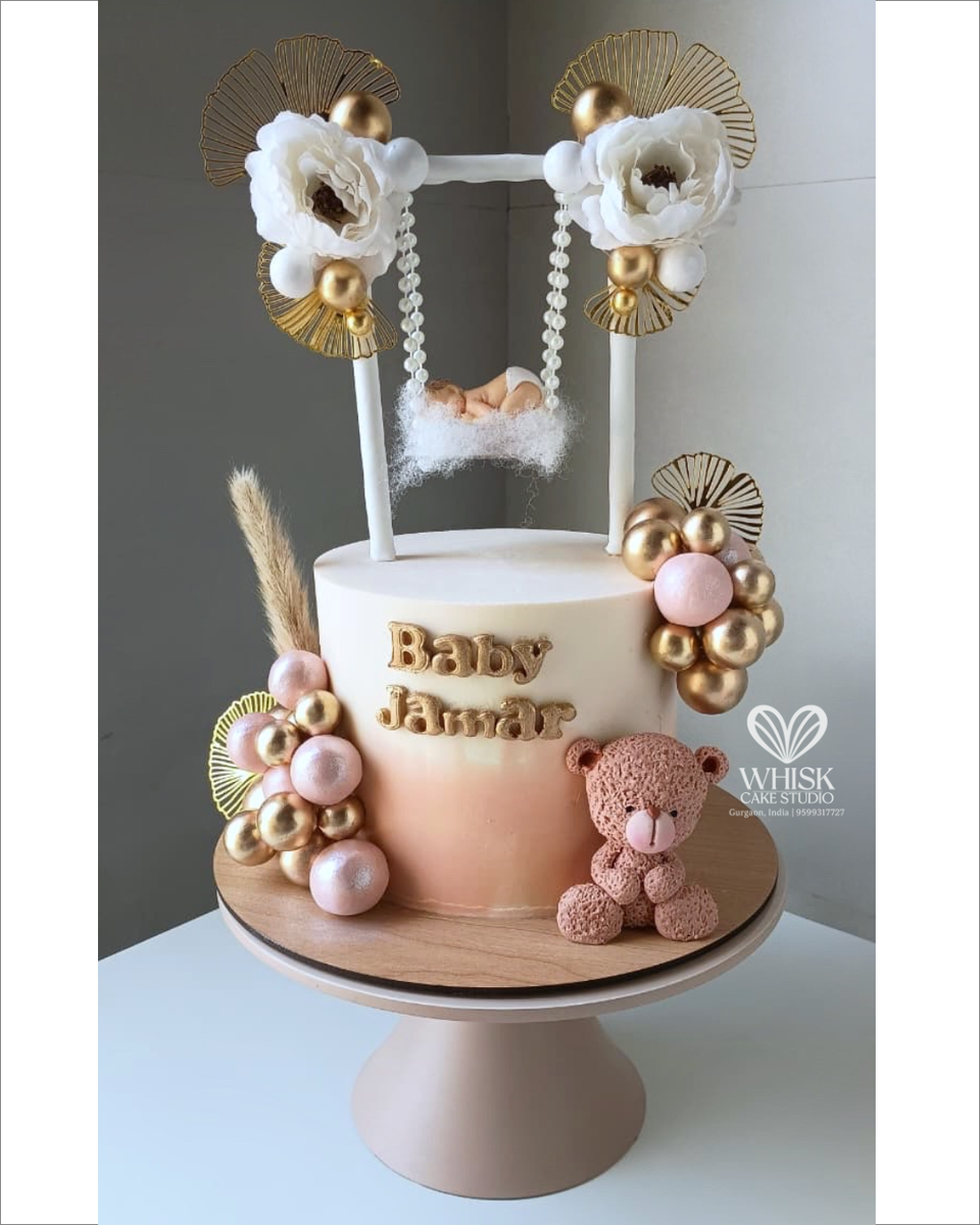 Swing Baby Shower Cake – Whisk Cake Studio